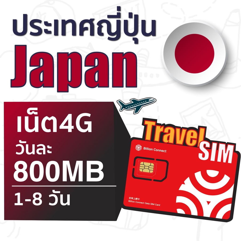 Japan SIM ซิมการ์ด ซิมเน็ตประเทศญี่ปุ่น เน็ต 4G วันละเต็มสปิด 800MB ใช้ ...