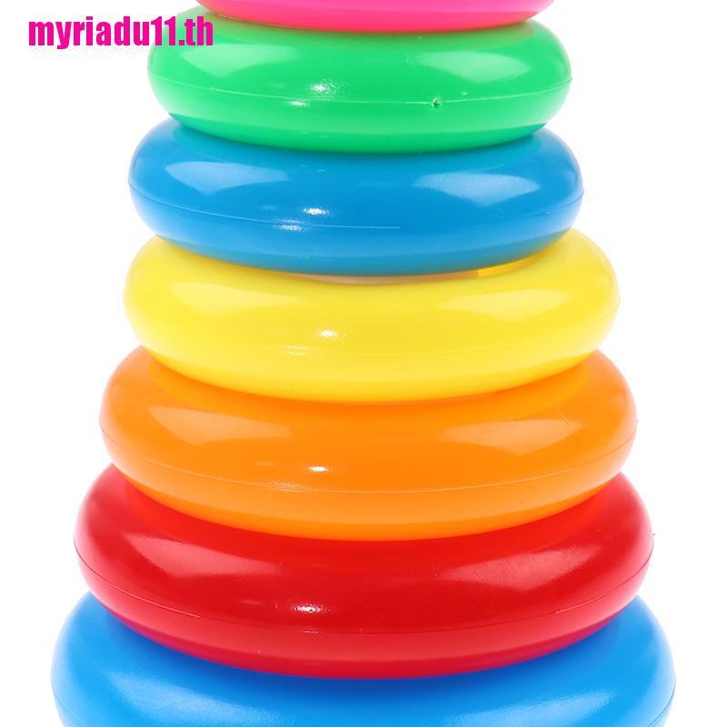 【Mrth】Kids Educational Toy Rainbow Color Stacking Rings Tower Toy Bath ...