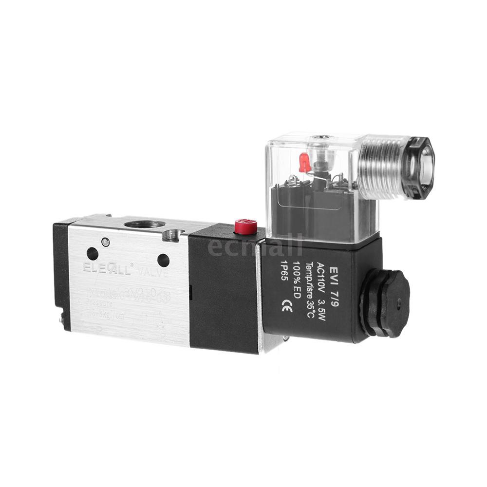 12V DC Solenoid Air Pneumatic Control Pilot Valve 5 Port 4 Way 2 Position 1/4 NPT tillescenter ...