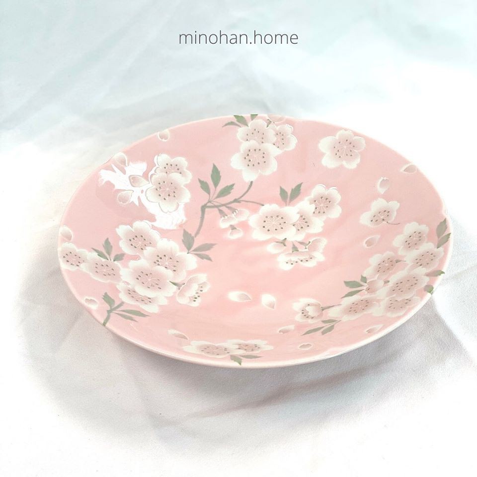 PINK SAKURA PLATE จานกลมลายซากุระสไตล์ญี่ปุ่น จานชามญี่ปุ่น 195-9-13 ...
