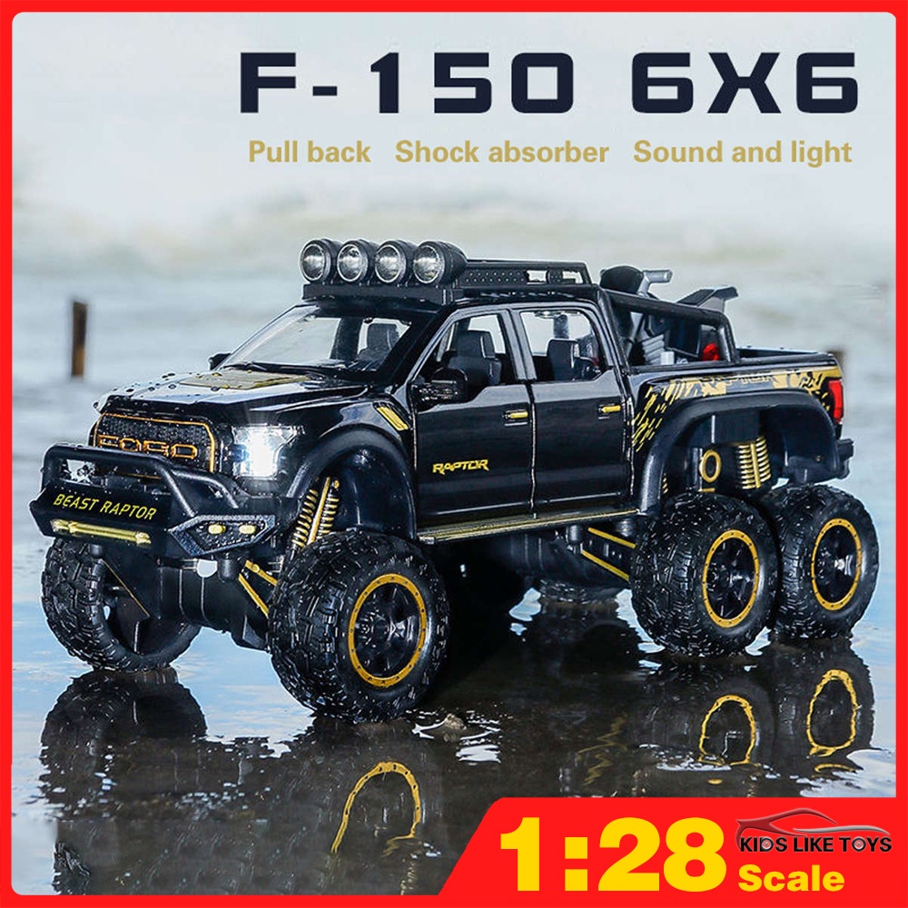 KLT 1:28 Ford Raptor F150 Six-wheel Off-road Vehicle alloy model car ...