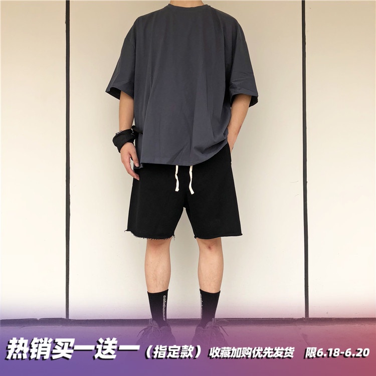 MT99มะพร้าวบิ๊กนักพูด K anye สไตล์เดียวกันวางไหล่ครึ่งแขน OS หลวมสีทึบ ...