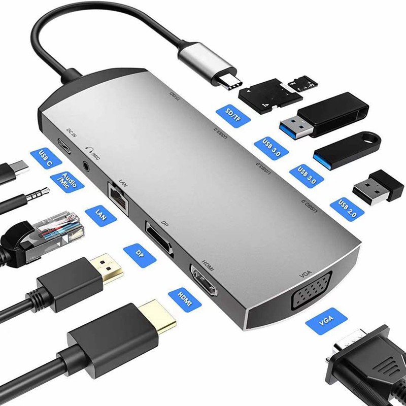 11 In 1 Usb - C Type C Hub Usb 3 . 0 2 . 0 Multi 11 พอร์ตแท่นชาร์จ ...