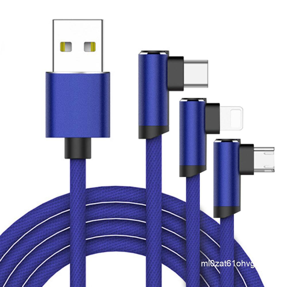 ข้อศอกหนึ่งลากสายเคเบิลข้อมูลสามสายเหมาะสำหรับ Apple Android type-c สาม ...