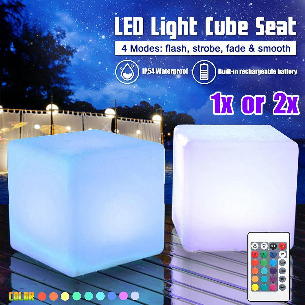Newest 20cm RGB LED Light Cube Seat Chair Waterproof Rechargeable LED ...
