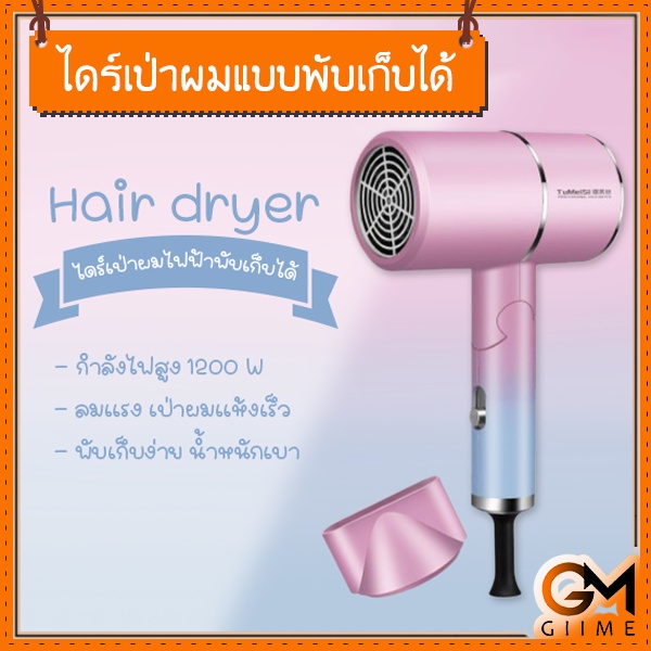DRY-LPT เครื่องไดร์เป่าผมแบบพับเก็บได้ ไดร์เป่าผมไอออนแสงสีฟ้า Hair ...