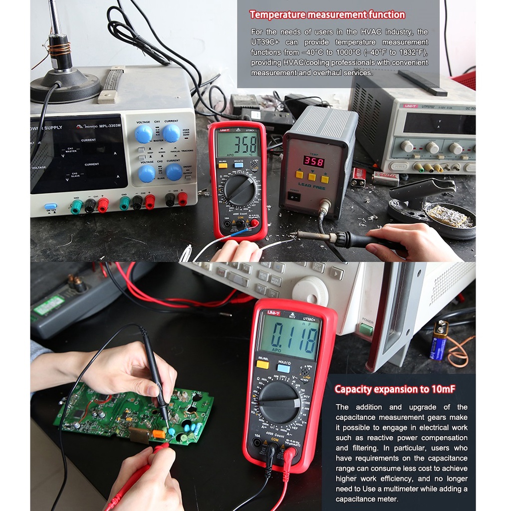 UNI-T UT39A UT39C UT39E Digital Multimeter Auto Range With LCD ...