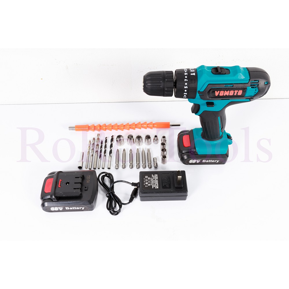 จัดส่งฟรีทั่วประเทศสว่านไร้สาย VOMOTO มีระบบกระแทก 68V ปรับสปีดได้ ปรับได้ 3 ระบบ พร้อมอุปกรณ์ ...