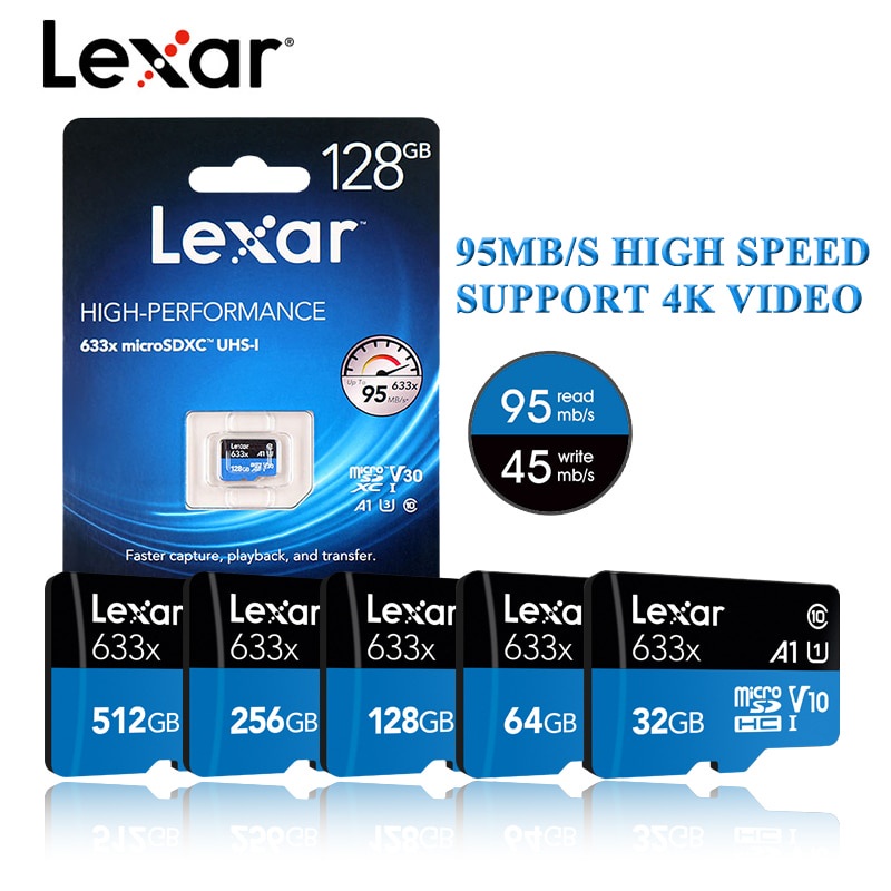 Original Lexar 128GB MicroSD Card 256GB Memory Card 32GB 64GB 512GB 633x TF Flash Card Mobile ...