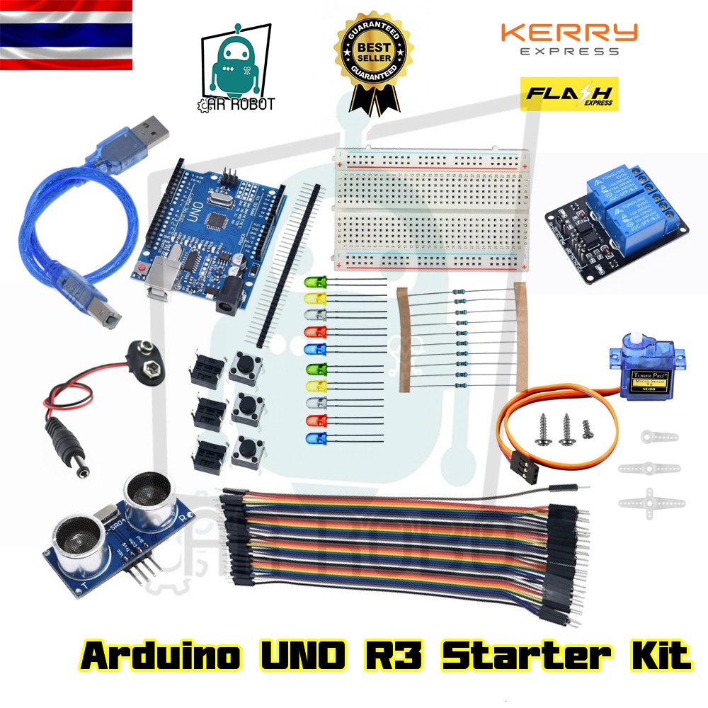 Arduino UNO R3 Starter Kit ชุดเรียนรู้บอร์ดไมโครคอนโทรลเลอร์ UNO R3 ...