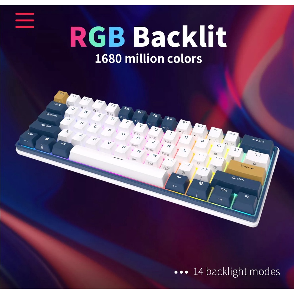 Royal Kludge RK61 Plus Custom ABS Doubleshot Keycaps Tri Mode Bluetooth ...