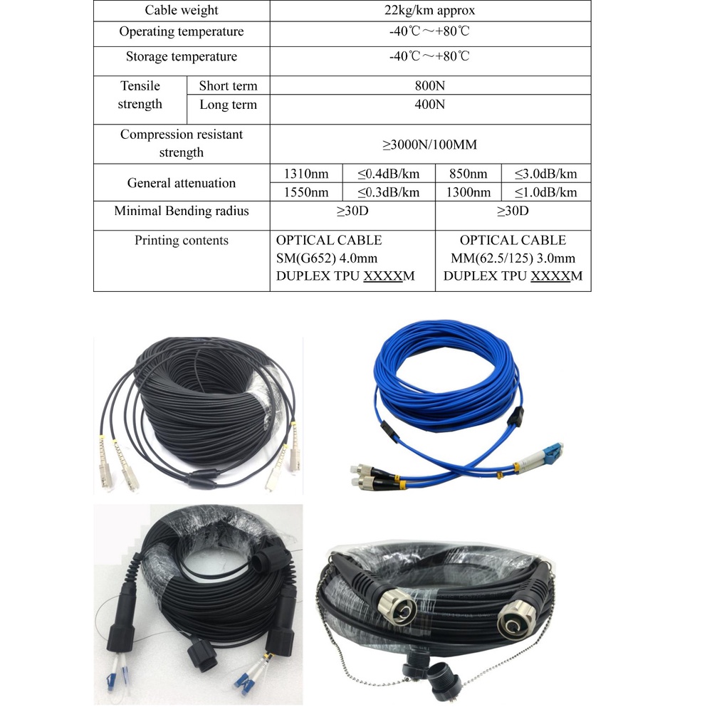 150M2CMM3.0mm150Mtrs 2C OM3-150300 Multimode PDLC ST FC SC FTTA DVI LC ...