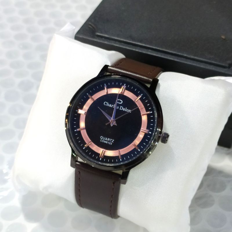 Charles delon นาฬิกาข้อมืออะนาล็อก สายหนัง สําหรับผู้ชาย - otaolshopfi ...