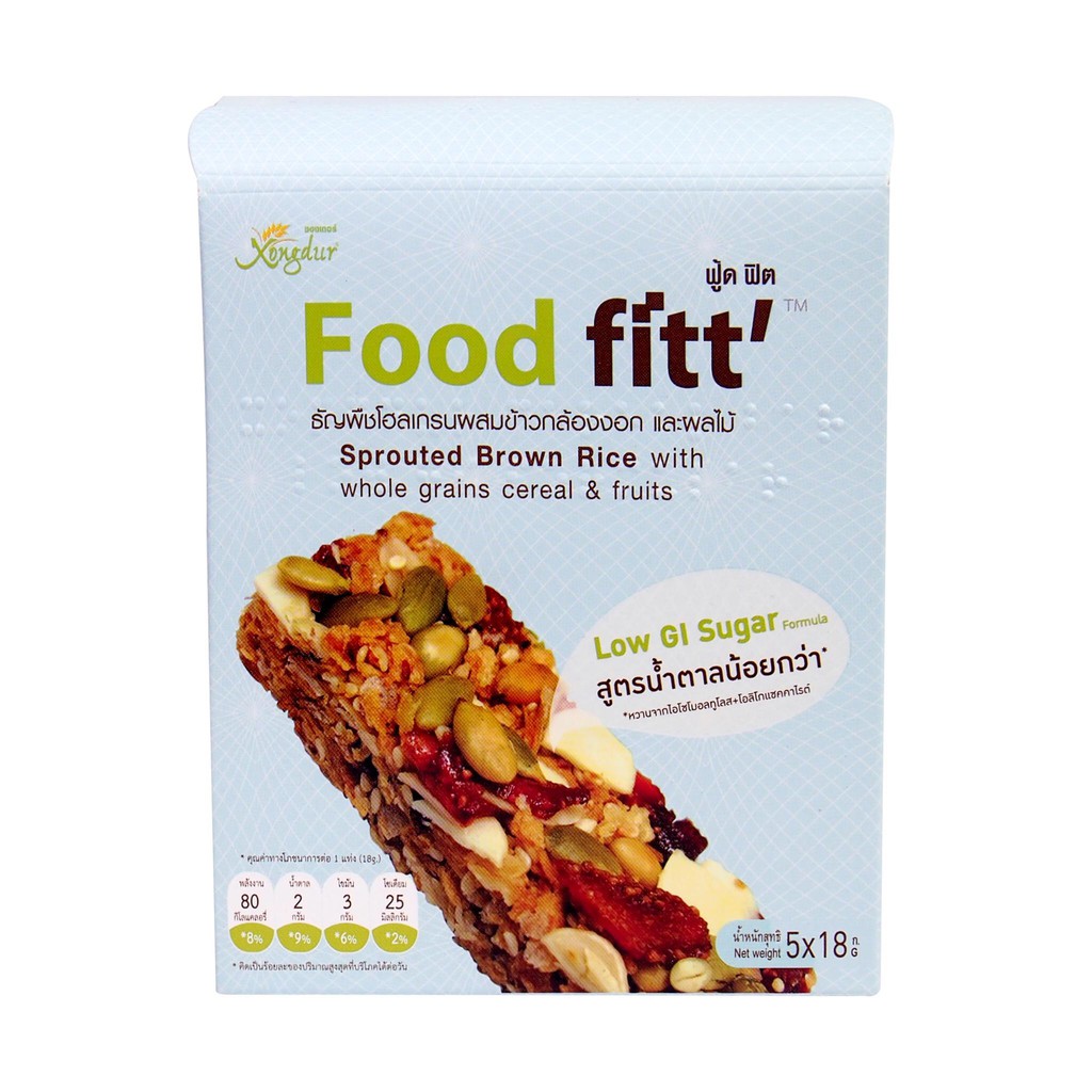 Food Fitt: ธัญพืชโฮลเกรนผสมข้าวกล้องงอก และผลไม้ 5x18g | Shopee Thailand