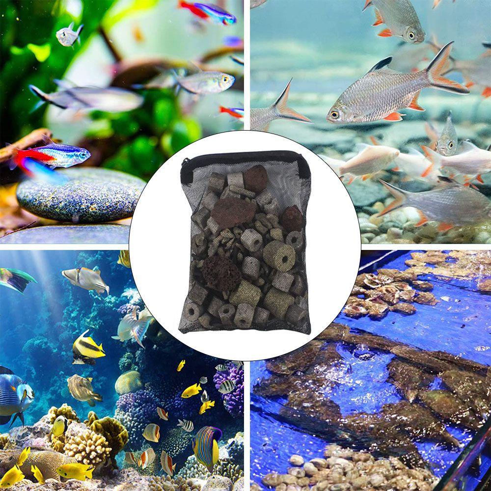 ☆YOLA☆ 5Pcs Black White Filter Mesh Bag Aquatic Pet Supplies Fish Tank ...