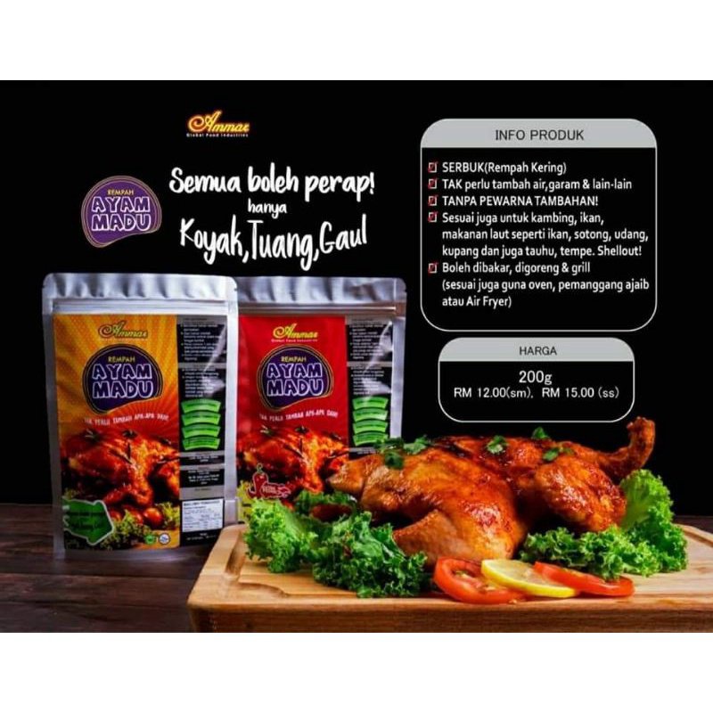 2X GIFT REMPAH AYAM MADU, REMPAH AYAM GORENG,200G,ORI & SPICY, HOMEMADE ...