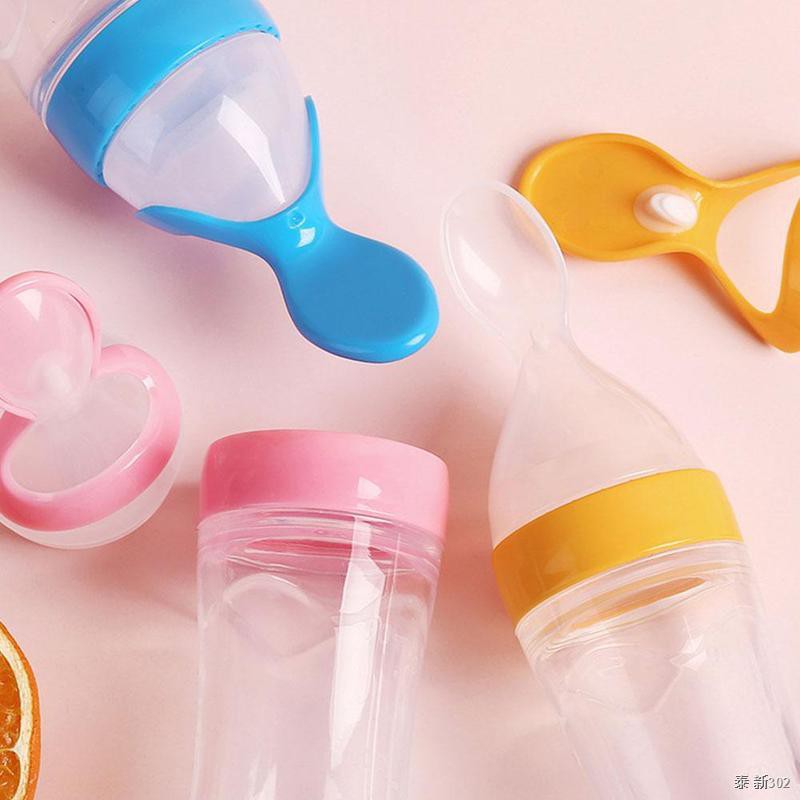 Baby rice paste bottle baby silicone milk bottle squeeze spoon ...
