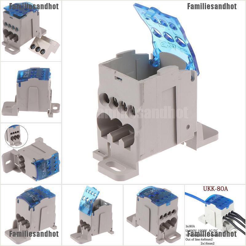 Familiesandhot UKK80A Terminal Block Rail distribution Box Universal Electric Wire Connector ...