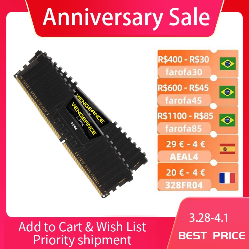 CORSAIR Vengeance RAM Memory LPX 4GB 8GB 16GB 32GB DDR4 PC4 2400Mhz ...
