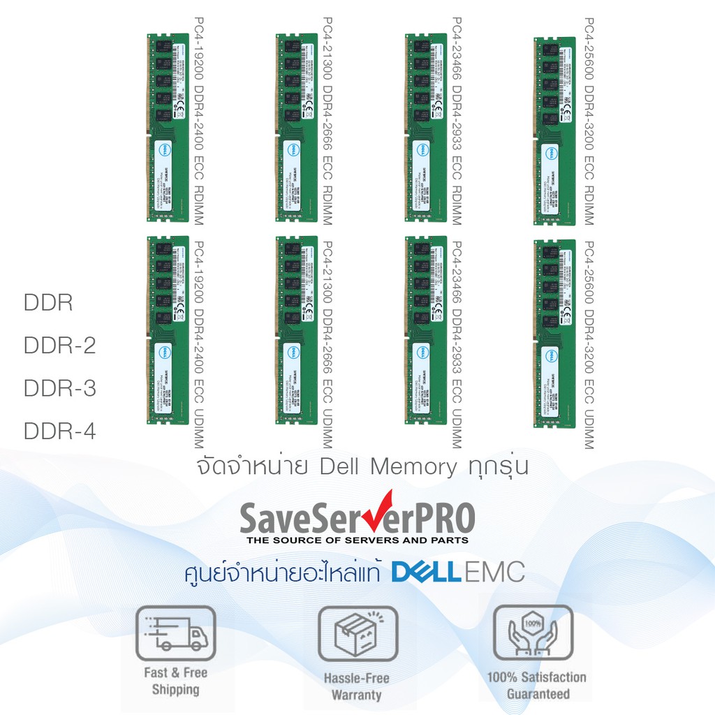 RAM Server Dell 16GB 2RX8 PC4-21300V DDR4 UDIMM 2666MHz ECC สินค้าใหม่ ...