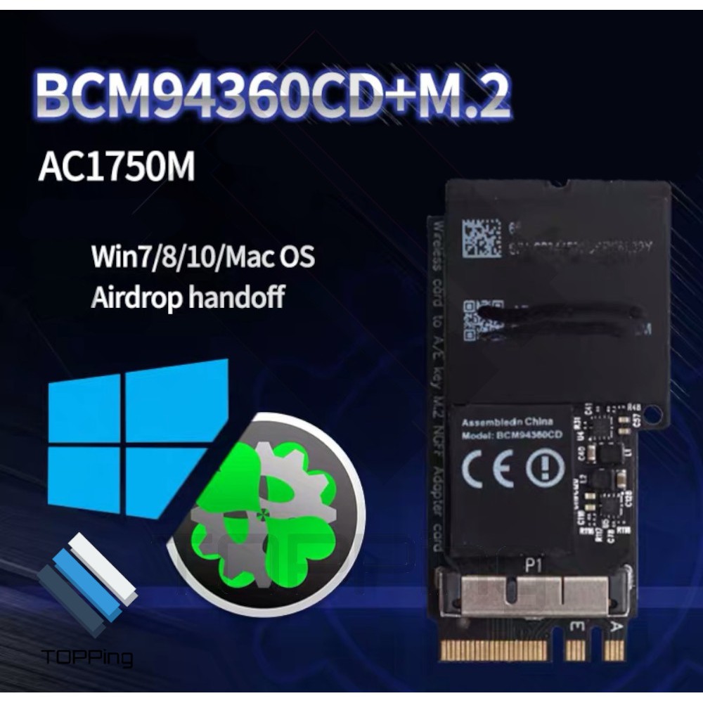 1750Mbps Dual Band WiFi Bluetooth Card 2.4GHz5GHz BT4.0 Broadcom ...