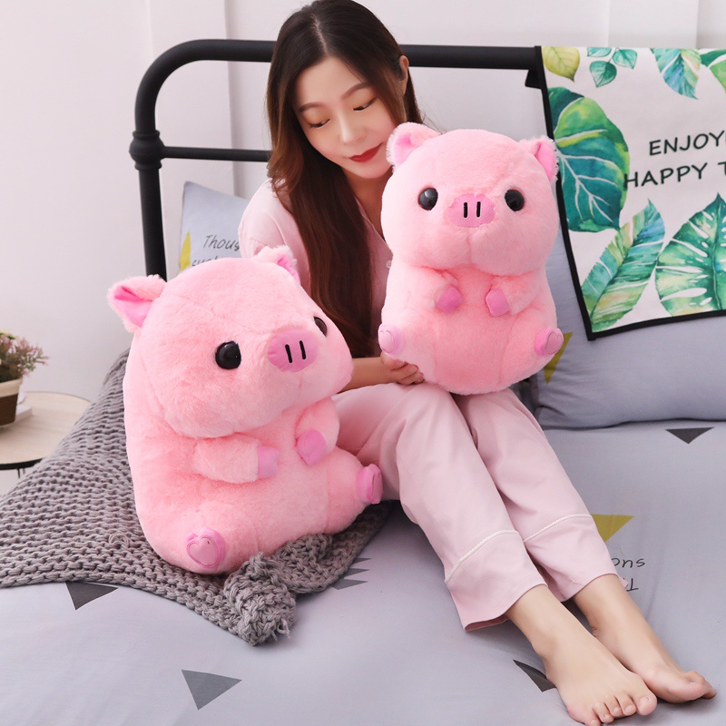 มั่นใจได้ว่าจะซื้อ50cm Pink Sitting Posture Pig Big Head Blessing Pig ...