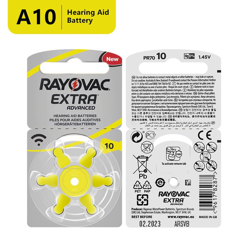 กล่องละ10แพ็ค60ก้อน [ของแท้100%พร้อมส่ง] ถ่านเครื่องช่วยฟัง RAYOVAC A10 (PR70) ถ่านกระดุม ถ่าน ...