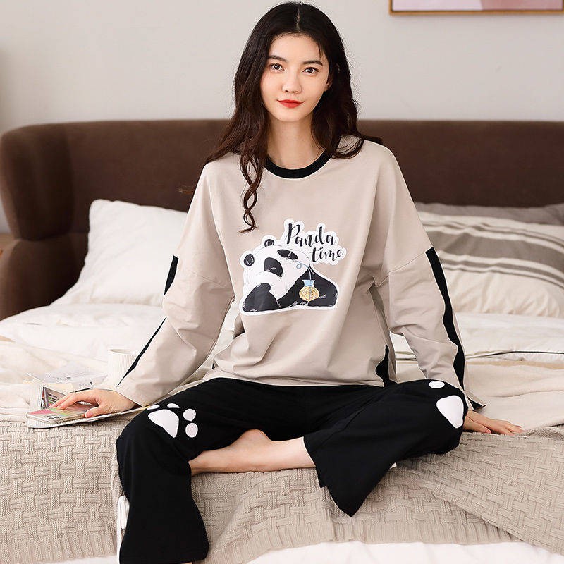 ชุดนอน ชุดนอนด้าย New Style 100 Cotton Pajamas Womens Long Sleeved
