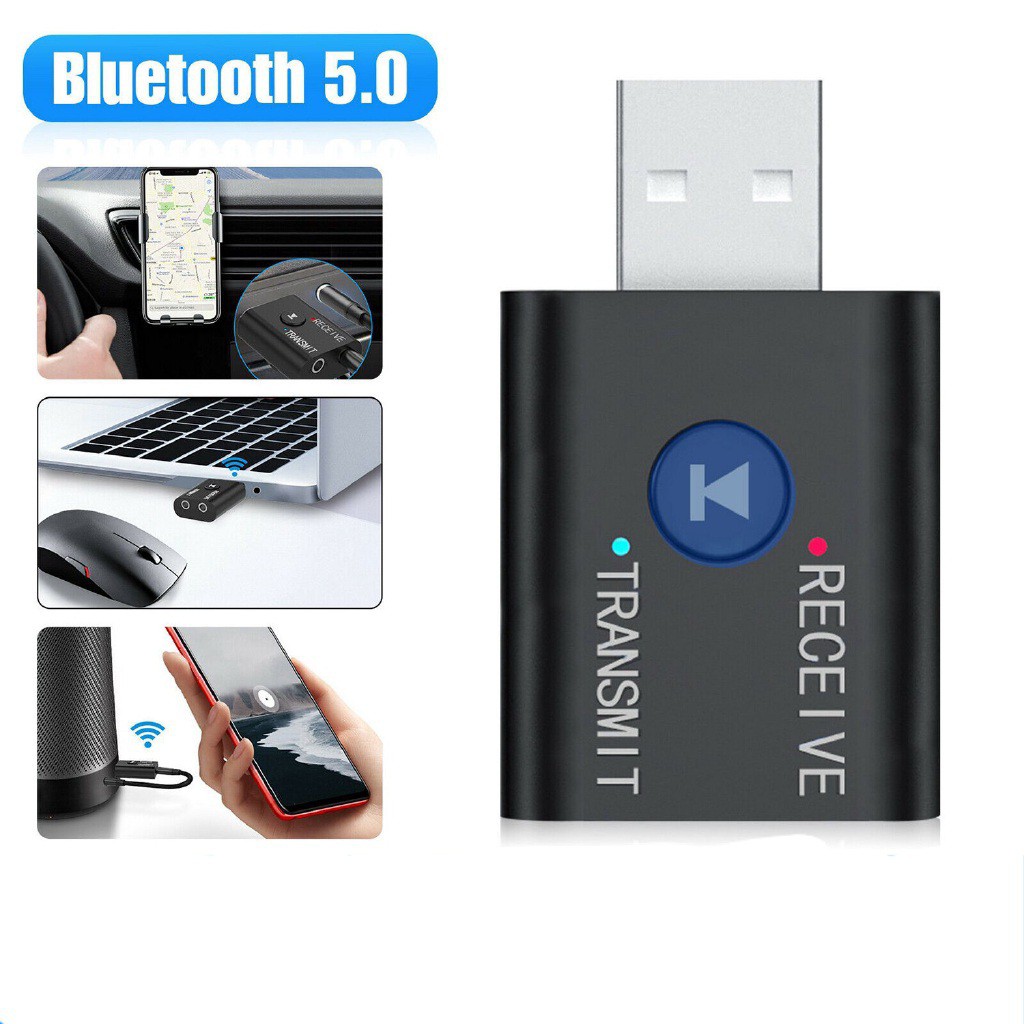 2 in 1 USB บลูทูธ ตัวรับส่งสัญญาณ USB Bluetooth5.0 Adapter Audio Transmitter Bluetooth Receiver ...