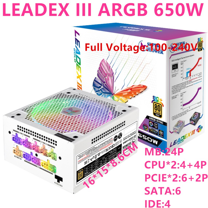 PSU SUPERFLOWER LEADEX III ARGB 650W, 750W 80PLUS Gold ประกันศูนย์5ปี 🚚 ...