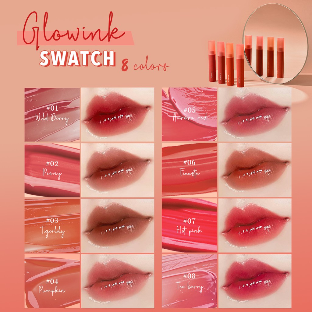 Merrezca Glow Ink Color Lip Tint ลิปสัมผัสนุ่มที่มีเนื้อกึ่งกลอสและกึ่ง ...