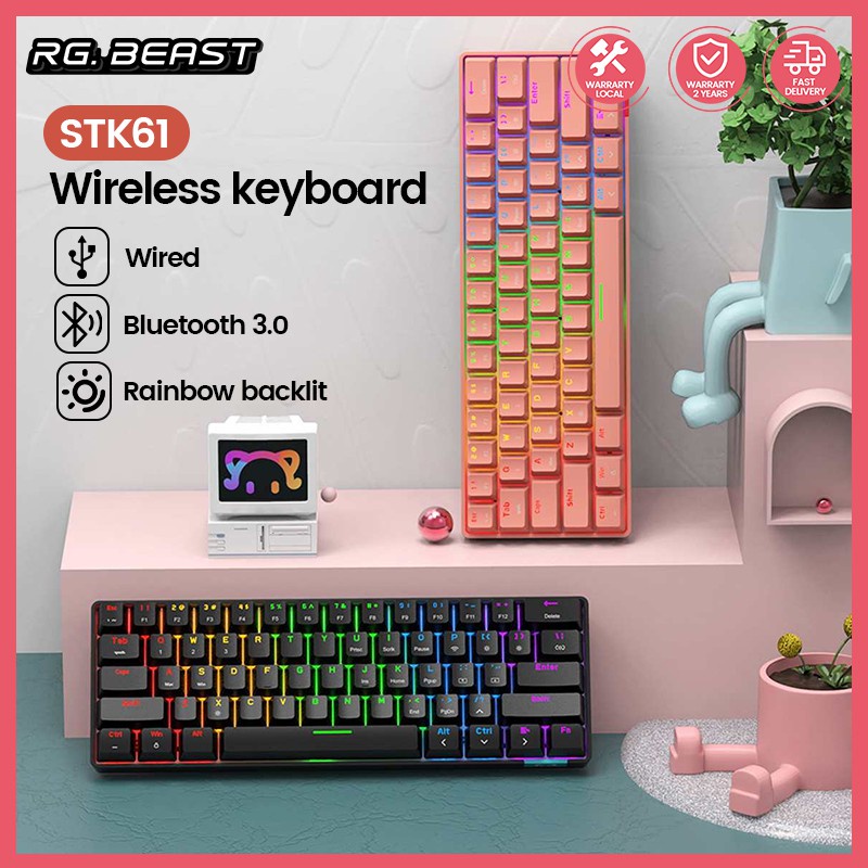RG.BEAST Ajazz STK61 คีย์บอร์ด Mechanical Keyboard คีย์บอร์ดบลูทูธไร้ ...