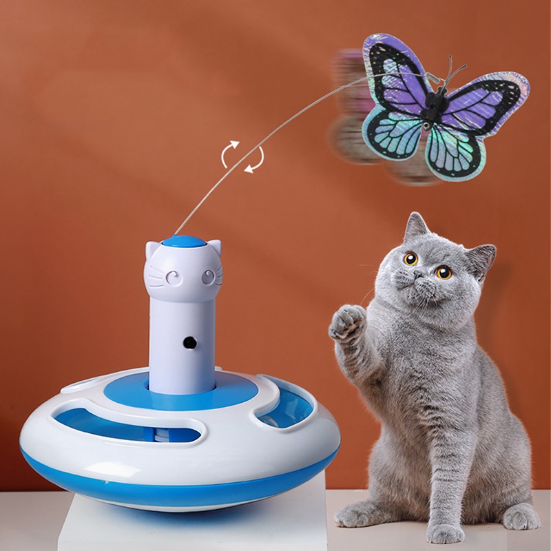 Cat Toys Interactive Cat Toy Funny Exercise Electric Flutter Rotating ...