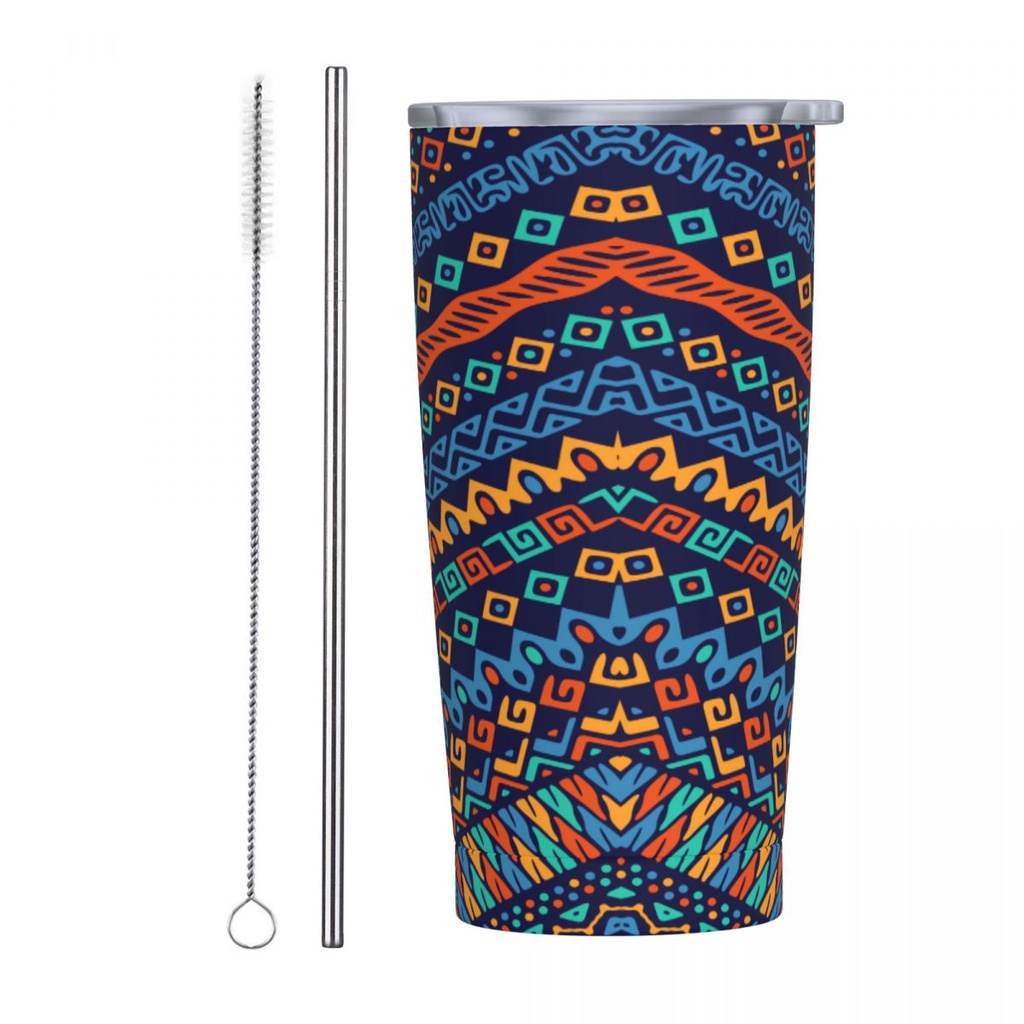 Stainless Steel Coffee Thermos Mug 600ml South American Indians Pattern ...