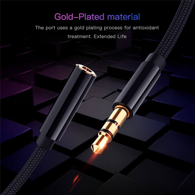 ☃ Robotsky Nylon Braid Jack Audio Cable 3.5 mm to 3.5mm Car AUX Cable 1 ...