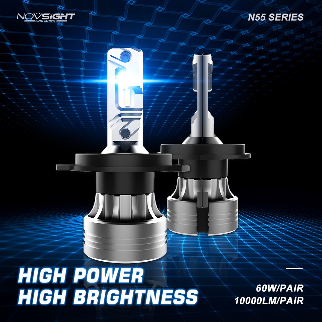 Novsight 9005 9006 HB3 HB4 H11 H4 H7 หลอดไฟ Led N55 ควบคุมอุณหภูมิอัจฉริยะ 60W 6500K 10000LM ...