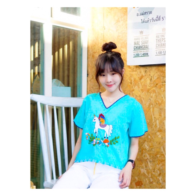 เสื้อผ้าฝ้ายปักกวางยูนิคร์อน.แต่งพู่ - nussara_30 - ThaiPick
