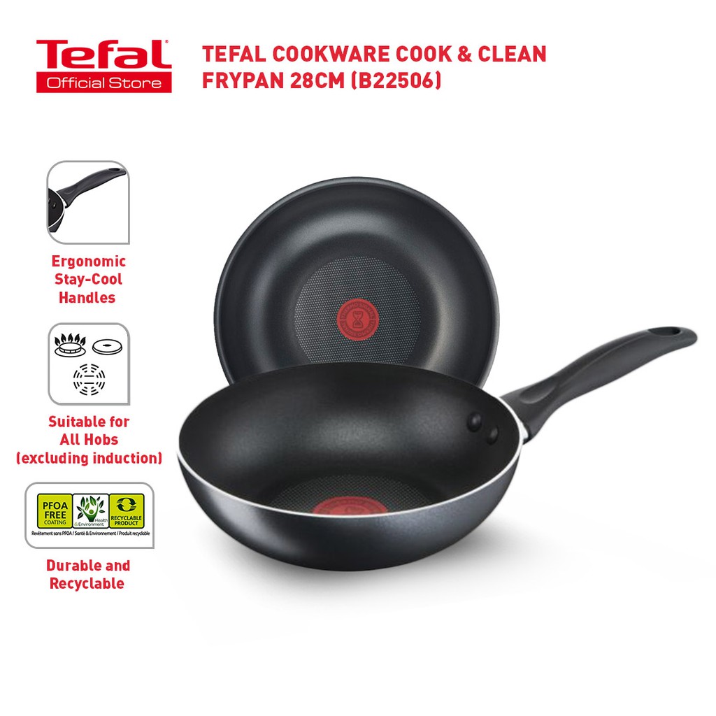 Tefal Cookware Cook & Clean Frypan (28cm) (B22506) | Shopee Thailand