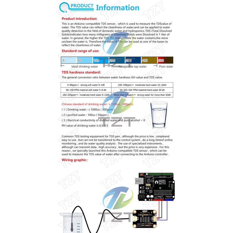 คุณภาพน้ำเครื่องตรวจจับTDS Sensor Meter V1.0 Board Module Water Meter ...