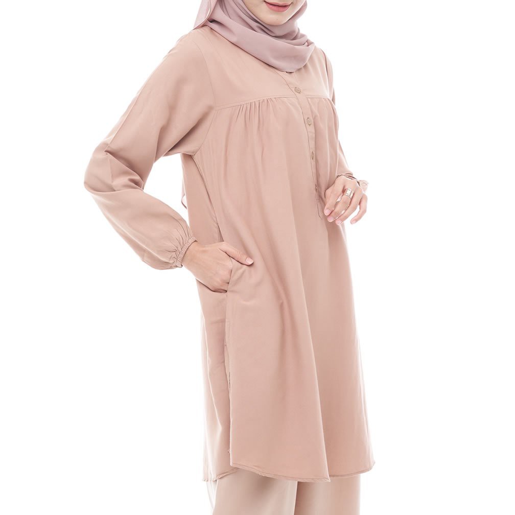 K95i Aria Tunic Blouse Muslimah - Khaki Brown - l0obt0hdjb - ThaiPick