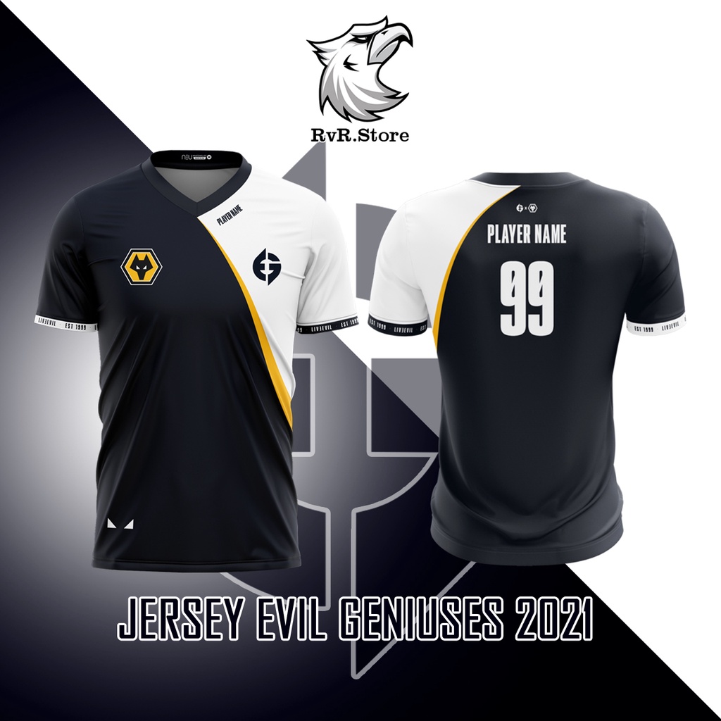 เสื้อกีฬาแขนสั้นลายทีมชาติปีศาจ EVIL GENIUSES X WOLVES 2021 GAME DOTA 2 ...