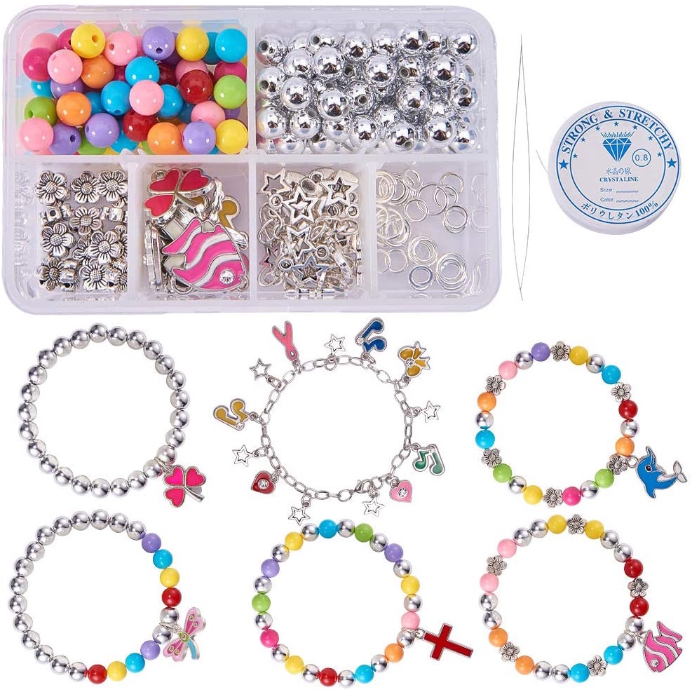 BeeBeecraft 1 Box DIY 6 Set Jewelry Making Kit Beaded Charm Bracelet ...