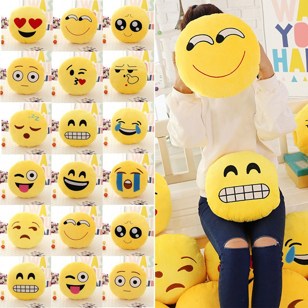 15Cm/32Cm Soft Emoji Round Cushion Emoticon Stuffed Plush Toy Smiley ...