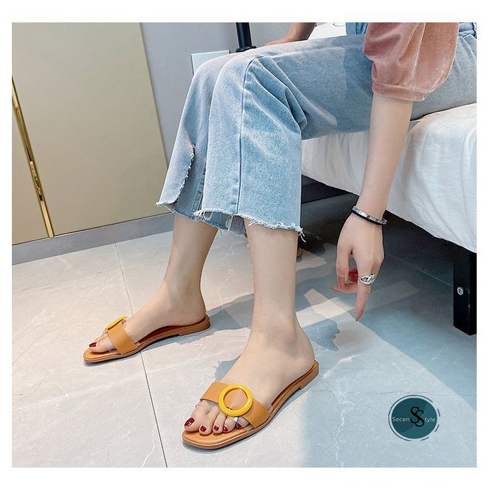 ฺฮิตมาก SECEN STYLE 7 สี รองเท้าแตะหนังPU แบบสวม รุ่นเข็มขัด (รุ่น SS ...