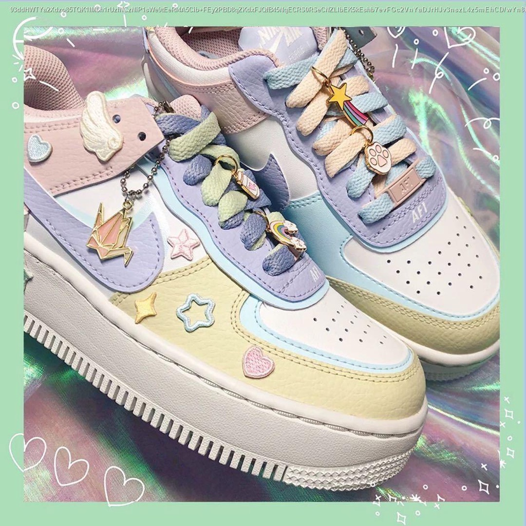 Nike Air Force 1 Shadow AF1 White Blue Powder Ice Cream Cream รองเท้า ...