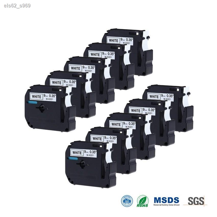 cod10pcs-9mm-m-k221-brother-label-tape-black-on-white-label-maker