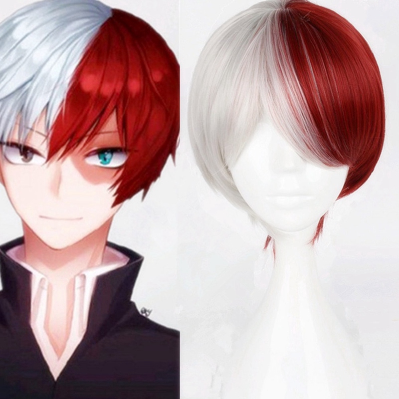 anhxinjie My Hero Academia Todoroki Shoto Cosplay Wig Half White Red ...