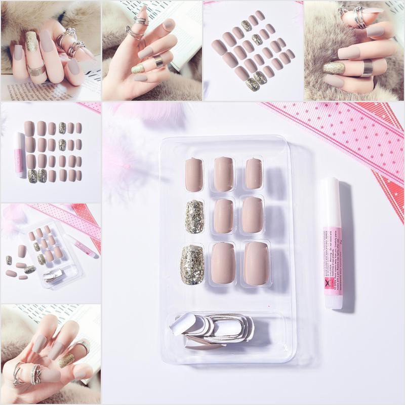 【Purpleredto】Fake Full Nails Exotic shell Manicure False Finger tips ...