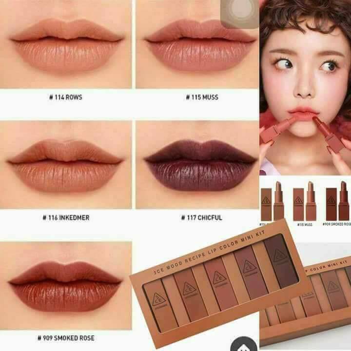 (ยกเซต5แท่ง/ลิปสติก) ลิป 3CE MOOD RECIPE LIP COLOR MINI KIT SET ไซส์มินิ 3ce ลิปกลอส - novo_mall ...