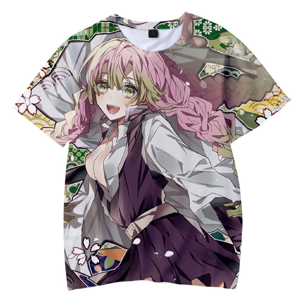 ROUND คอลูกเรือใหม่ เสื้อยืดแขนสั้น พิมพ์ลายอนิเมะ Ghost Slayer Blade ...